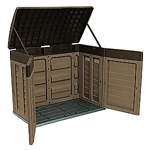 Starplast Heavy Duty Garden Shed: 317 Gallon Outdoor Plastic Willy Bin Cabinet, 2 Doors, Weather & Water Resistant, 57.5 x 46.9 x 34.3 Inches, 41-811