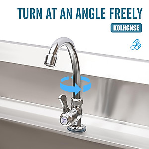 KOLHGNSE Commercial Stainless Steel Sink, Free Standing Restaurant Sink with Drainboard For Outdoor and Kitchen