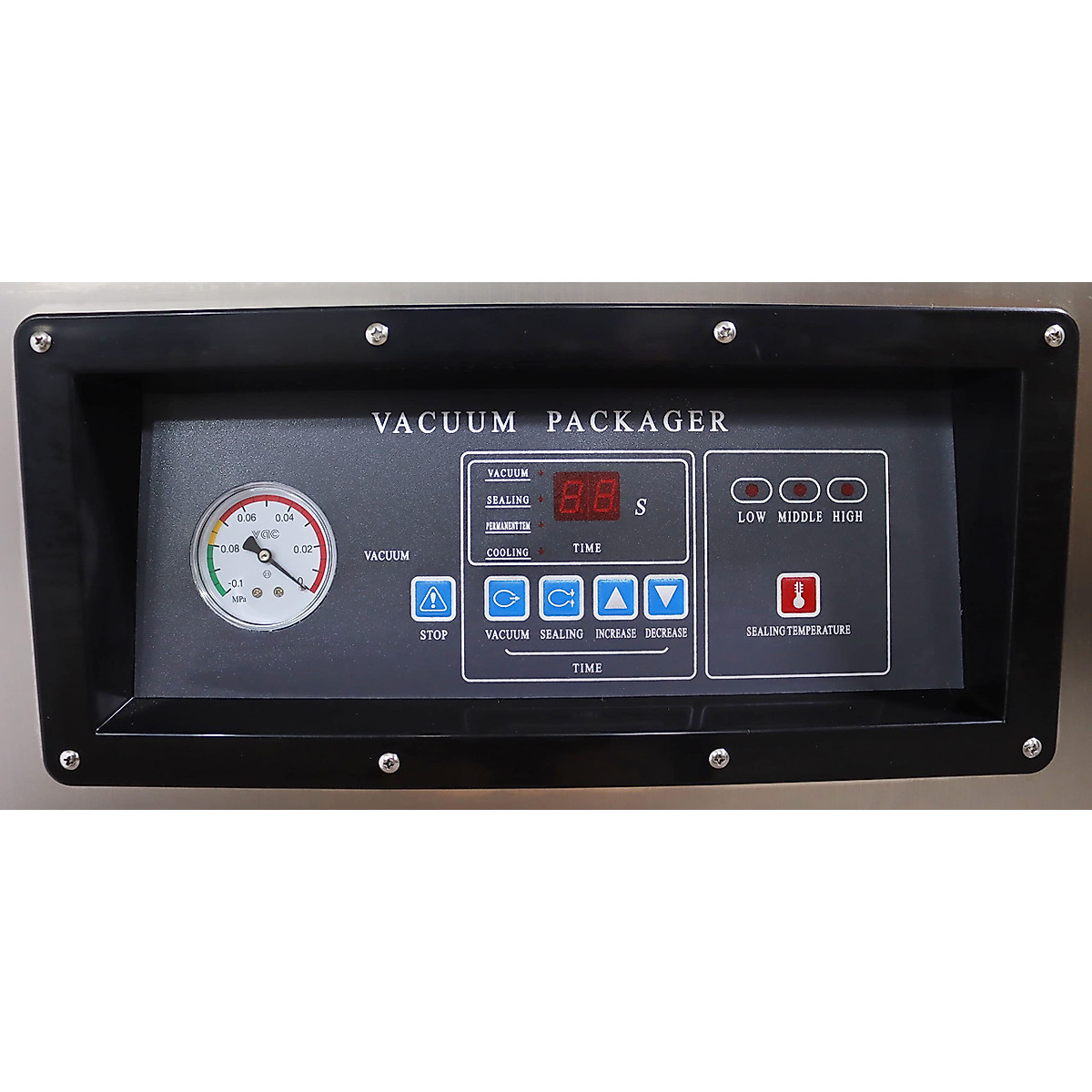 TECHTONGDA Vacuum Seal Machine Package Tool Stainless Steel Single Chamber for Meat Fruit Vegetable with Wheels Sealing Length 16inch