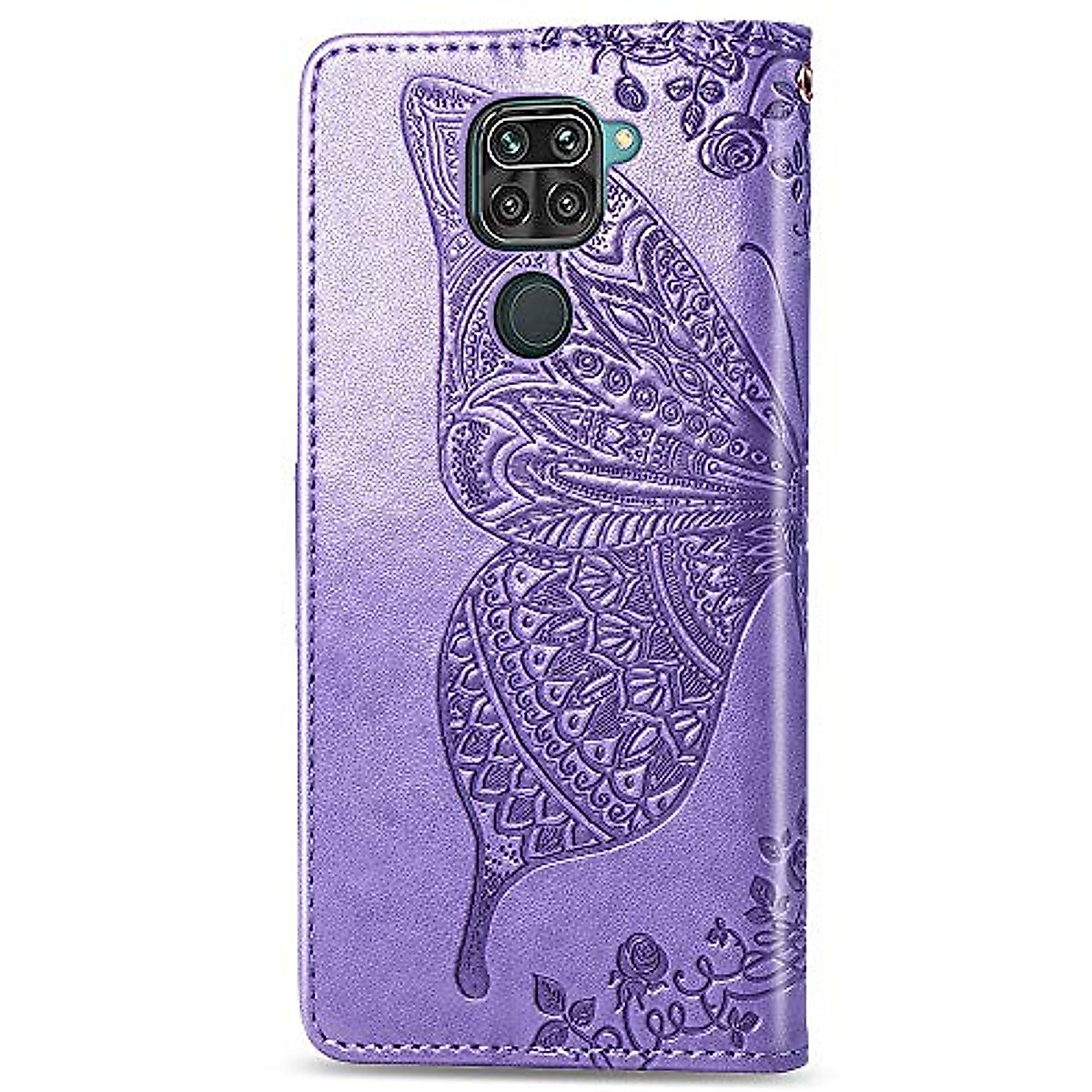 EMAXELER Xiaomi Redmi Note 9 Case Slim Shockproof Magnetic Closure Retro PU Leather Folio Flip Wallet Cover Case with Stand Card Slot for Xiaomi Redmi Note 9 Flower Butterfly Light Purple SD