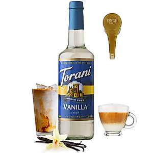 Torani Sugar Free Vanilla Syrup for Coffee 25.4 Ounces for Vanilla Flavored Syrup with Fresh Finest Syrup Pump Dispenser