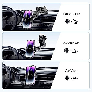 Eyemay 2023 Upgraded Car Phone Holder Mount - [ Bumpy Roads Friendly ] Phone Mount for Car Dashboard Windshield Air Vent 3 in 1, Hand Free Mount for iPhone 14 13 12 Pro Max Samsung All Cell Phones