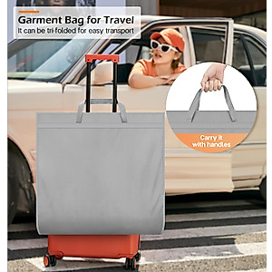 MISSLO 65" Foldable Garment Bags for Hanging Clothes Travel Waterproof Dress Bags for Gowns Long for Closet Storage Dress Protector Bag for Gowns, Suits, Coats, Grey, 2 Packs