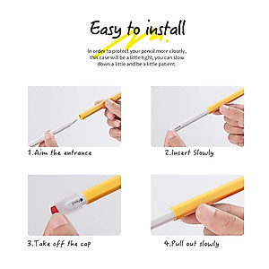 ELETIUO Silicone Case Compatible with Apple Pencil 2nd Generaion Cover,Protective Holder Grip Sleeve with Cap Accessories Compatible with iPad Pro 11 12.9 inch,Yellow