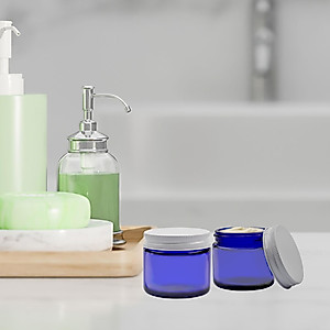 Cornucopia Brands 2oz Cobalt Blue Glass Jars w/Metal Lids (12 Pack); Straight Sided Containers for Creams, Cosmetics, Lotions and More