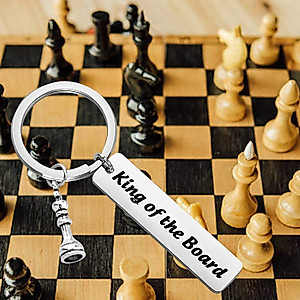 POTIY Chess Gift King of The Board Game Keychain Chess Keychain for Chess Player Chess Lover Chess Master (King)