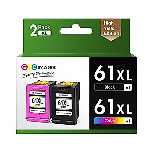 GPC Image Remanufactured Ink Cartridge Replacement for HP 61XL 61 XL Compatible with Envy 4500 5530 4502 Officejet 4630 4632 4635 Deskjet 2540 1000 3050 Printer Tray(1 Black 1 Tri-Color)