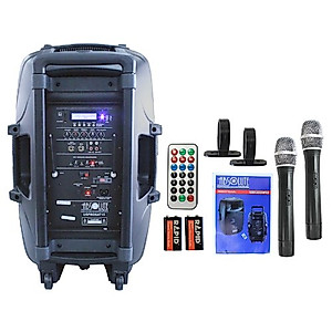 Absolute USA USPROBAT15 2500 Watts Max Power Speaker Built-in Battery/Bluetooth/Amplifier/SD/USB/FM Radio