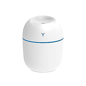 Portable Mini Humidifier, 220ml Small Cool Mist Humidifier, USB Personal Desktop Humidifier for Baby Bedroom Travel Office Home, Auto Shut-Off, 2 Mist Modes, Super Quiet (White)