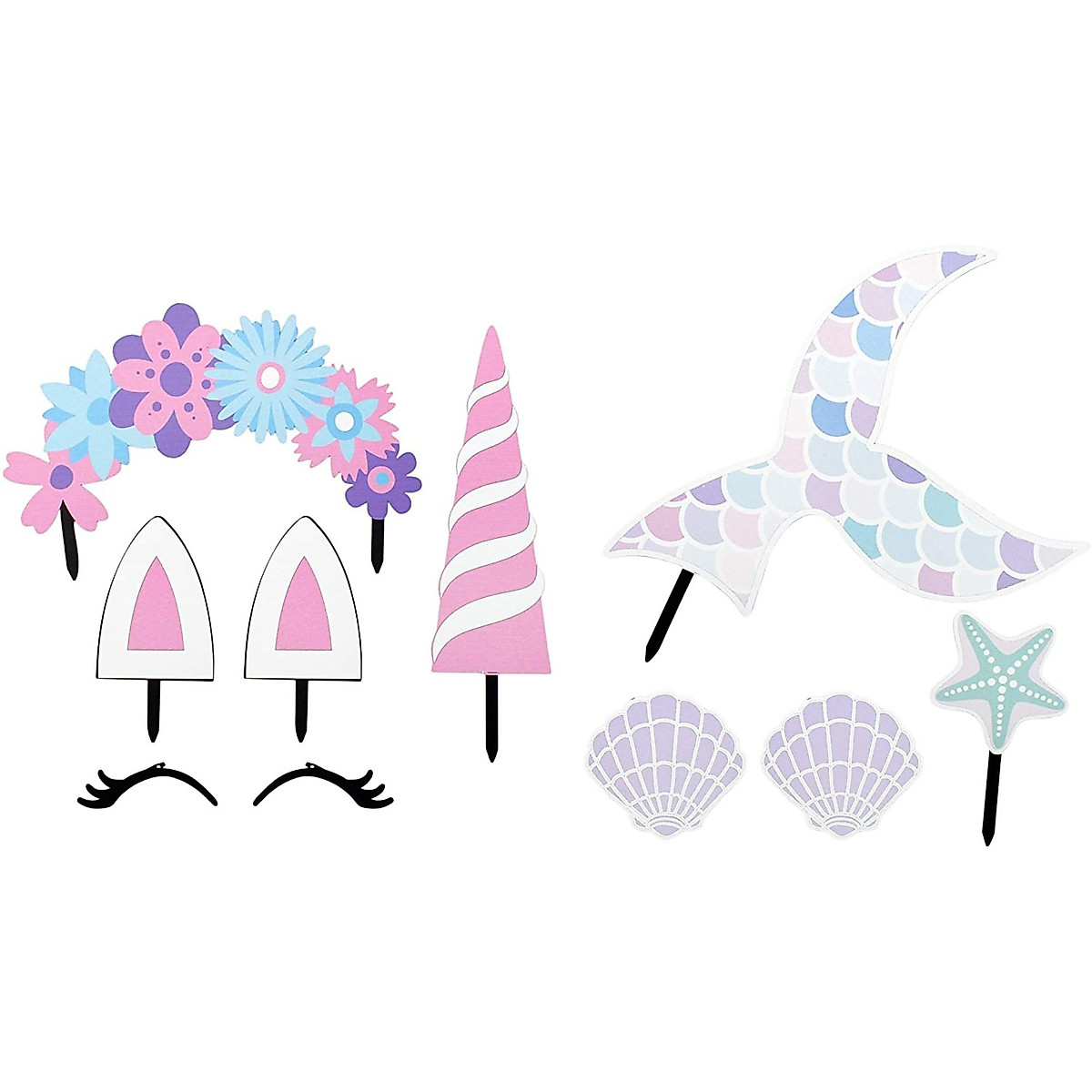 Decorae Halloween Pumpkin Kit Sets (Unicorn and Mermaid Theme), 13 Reusable Metal Accessories for Halloween Fall Pumpkin Face Decorating