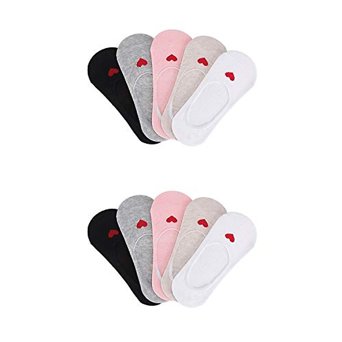 PACKO SOCKS Girls No Show Socks Kids Socks Low Cut Non-Slip kids no show socks for 6-12 Years Heart (10 Pairs)