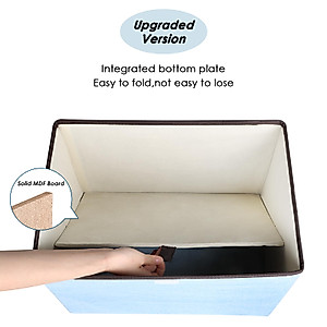 Univivi Fabric Foldable Storage Boxes Large Collapsible Stackable Storage Bins with Lids, Closet Organizers and Storage Cube Basket for Home, Office, Bedroom (17''-4 Pack-BLUE)