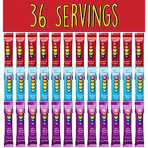 Skittles Singles To Go - Variety Pack of 6 - Candy Flavoring Water Enhancer – 3 Flavors of Skittles Drink Mix - Bundle with Ballard Products Recipe card