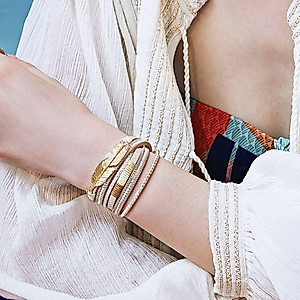 Wovanoo Leather Wrap Bracelet Set 3Pack Wrist Cuff Bracelet for Women Multilayer Magnetic Clasp Bracelet Feather Tree Bead Crystal Bracelet 3pack