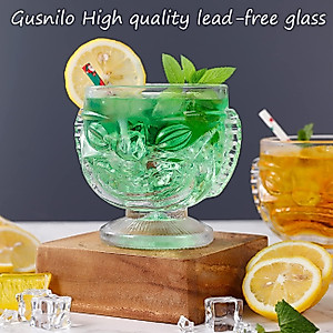 Gusnilo Tiki Glasses Tiki Cups Cocktail Glasses 17oz Bar Glasses Wine Glasses Cocktail Glass Set,Tiki Bar 500 Ml For Home Bar Party Mojito Glass For Cocktails Tiki Mug Bar Glassware 4pcs
