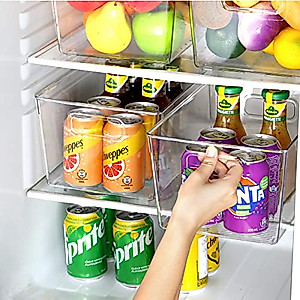 MULSAME Plastic Kitchen Organization Pantry Storage Clear Bins For Fridge, Freezer, Kitchen Cabinet, Household Food Storage Baskets, Bedrooms, Bathrooms, BPA Free 1 pack