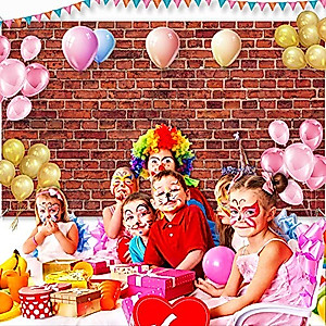 Red Brick Wall Party Backdrop, Large Fabric Red Brick Sign Photo Backdrops Background for Baby Shower Birthday Party Wedding Graduation Home Decoration Photo Booth Prop Banner, 72.8 x 43.3 Inch