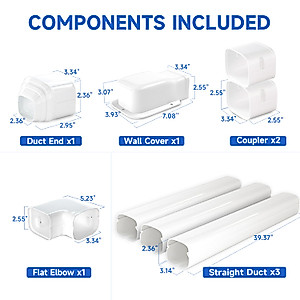 Cestluck 3'' 11 Ft Mini Split Line Set Cover, PVC & PP Line Cover Set Universal for Mini Split AC & Central AC