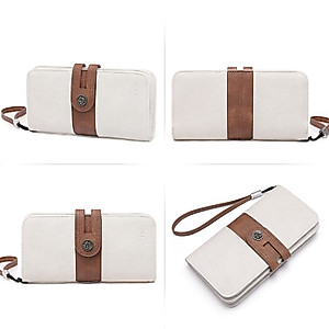 CLUCI Women Wallet Large Leather Designer Card Holder Organizer Long Ladies Travel Clutch Wristlet Coffee