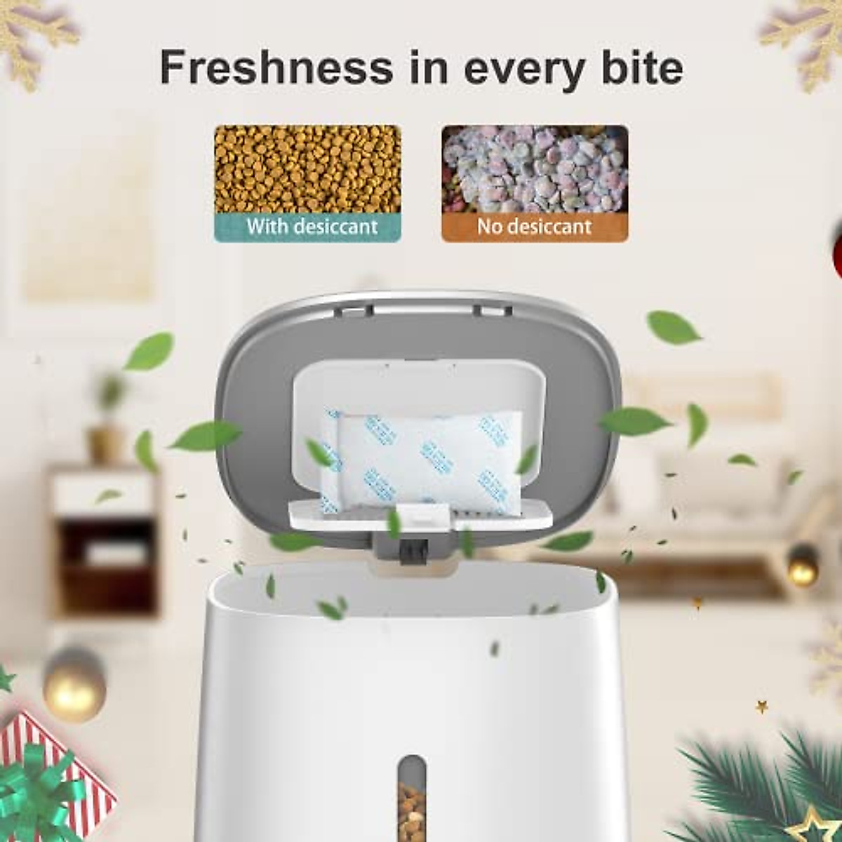 Automatic Cat Feeders - LIIEYPET Cat Food Dispenser for Dry Food, 4L Smart Pet Feeder with 2.4G App Control, Automatic Dog Feeder with Stainless Steel Bowl, 1-10 Meals Per Day