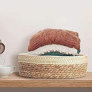 ＫＬＫＣＭＳ Multipurpose Small Storage Baskets Decorative Organizer Sundries Storage Bins for, Beige and Brown M