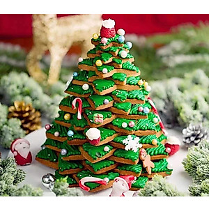 GWHOLE Gingerbread Christmas Cookie Tree Cutter Set, Star Linzer Cookie Cutters for Kids Winter Holiday Party, Set of 6