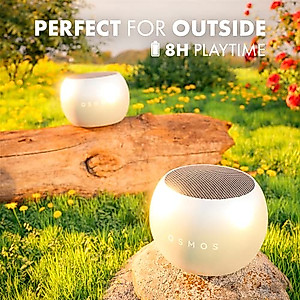 Osmos Mini Bluetooth Speaker Set-Metal, Portable, Wireless, Powerful USB Stereo Speakers + Charging Dock for Home + Outdoor-Sports Use-for Smartphone, TV, Laptop, Mac, PC, Android, iPhone (Silver)