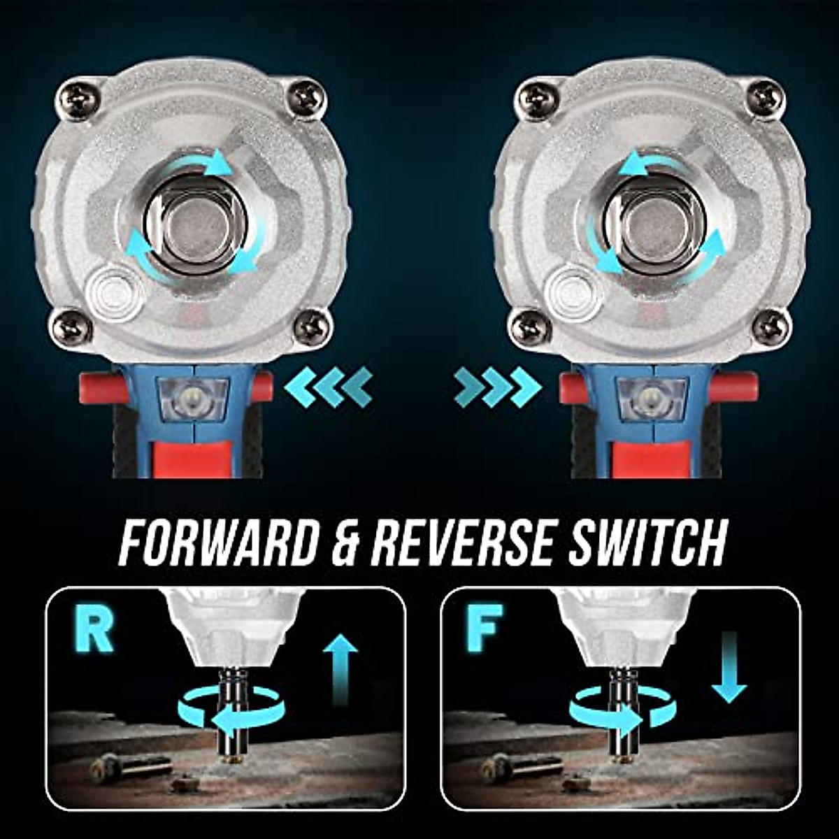 Enhulk Cordless Impact Wrench 1/2, 1/2 Impact Gun Brushless w/Max Torque 300 ft-lbs (400N.m), 20V Electric Impact Wrench with 4.0Ah Battery&Charger, Reverse Brake Stop, Variable Speed, for car repairs