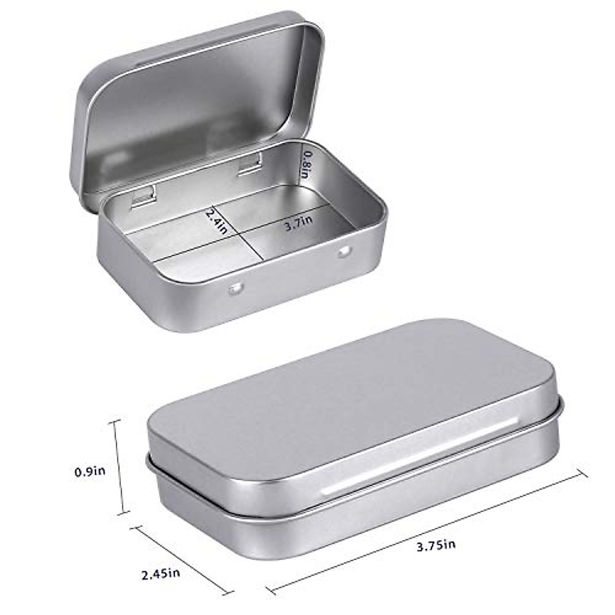 Tamicy Metal Rectangular Empty Hinged Tins - Pack of 40 Silver Mini Portable Box Containers Small Storage Kit & Home Organizer small tins with lids craft containers 3-1/2''X2-1/2''X4/5''