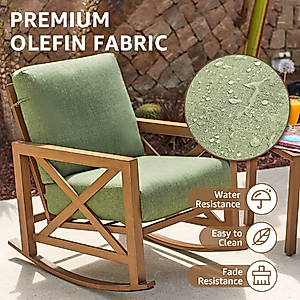 NATURAL EXPRESSIONS Outdoor Patio Rocking Chair, Metal Rocker Chair with 6.5'' Extra Thick Olefin Cushions, Rocking Lawn Chair Rustproof Steel Frame for Backyard,Porch,Poolside