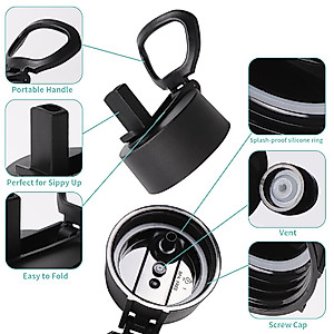 PYD Life 6 Pack Replacement Sippy Up Plastic Lid with Straw and Handle for 17 OZ 25 OZ 30 OZ,18 OZ 22 OZ 32 OZ Sublimation Sports Water Bottles