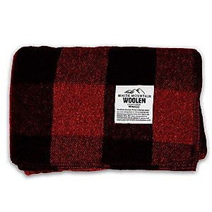 Minus33 Merino Wool - White Mountain Woolen Lodge Twin Blanket - Buffalo Plaid - Warm Throw Blanket - Picnic Blanket - 80% Recycled Wool - 65W x 90L - Red and Black Plaid