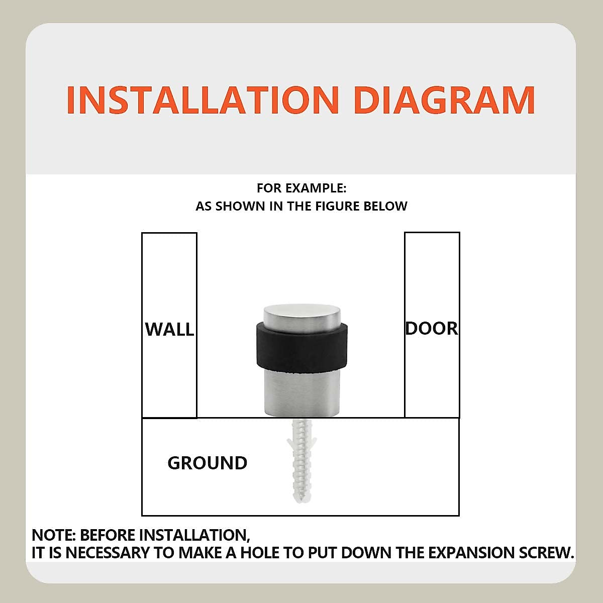 SANATO Nickel Cylindrical Floor Mounted Stainless Steel 304 Door Stop Door Stopper with Black Rubber, 4 Pack