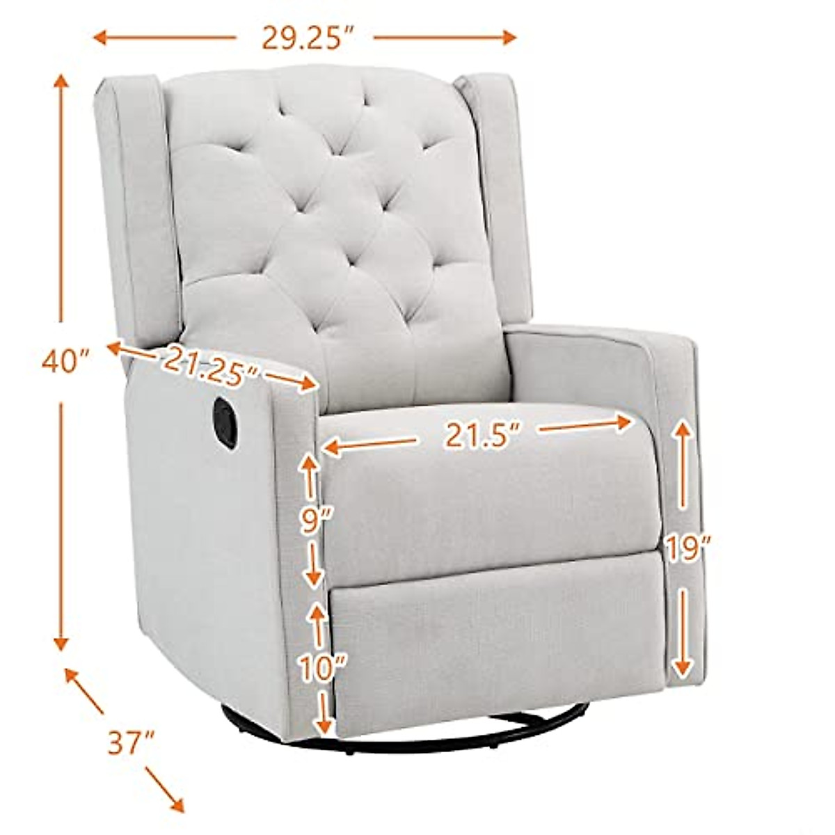 AFG Baby Furniture Ava Swivel Glider Recliner, Gray