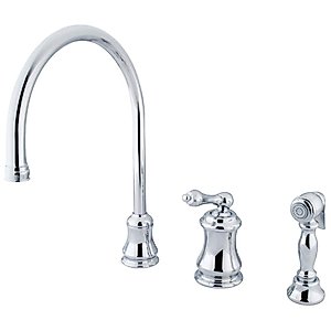 Kingston Brass KS3811ALBS Restoration Widespread Kitchen Faucet, 9-Inch, Polished Chrome