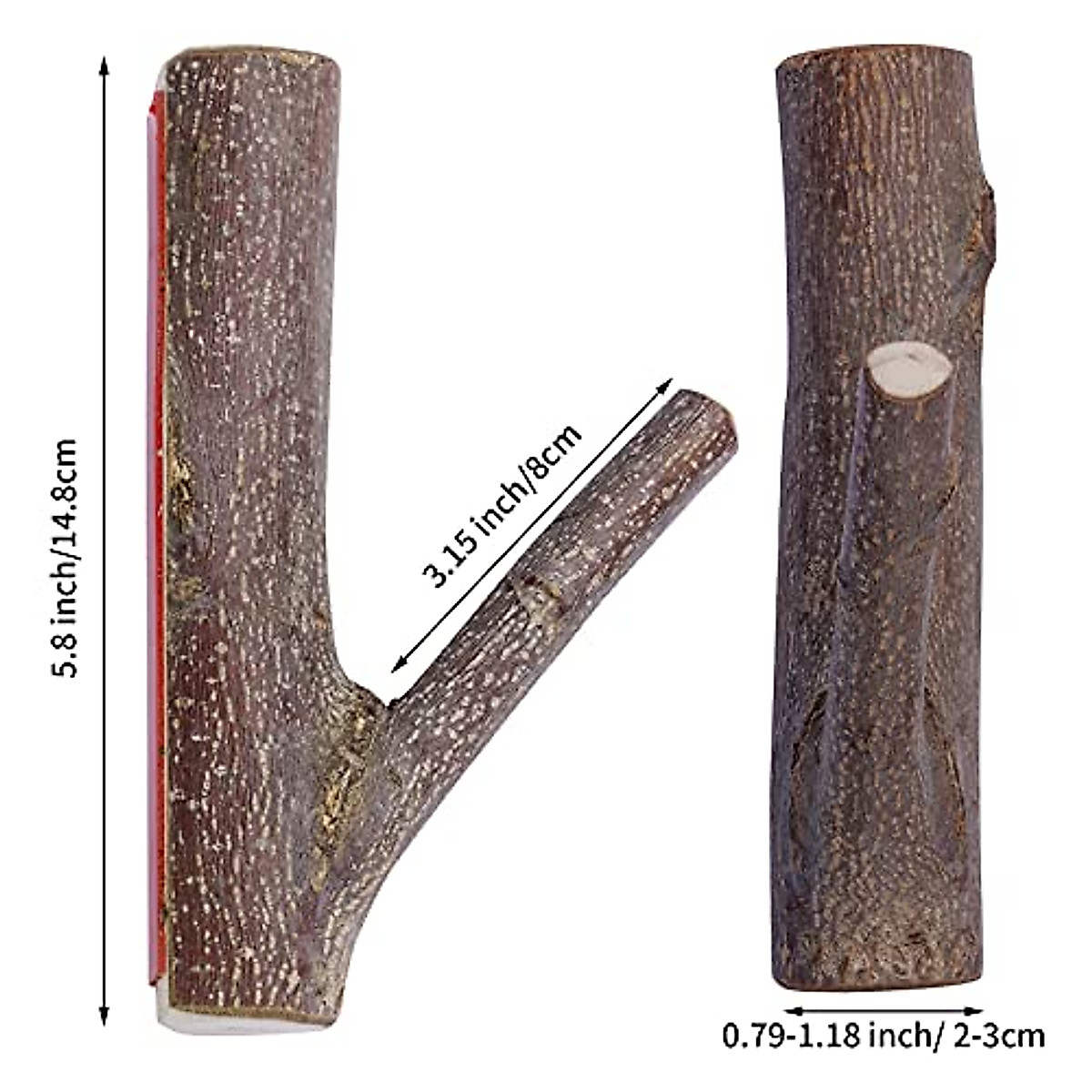 4 Pcs Vintage Wood Hooks, Self Adhesive Wall Hooks Natural Wall Mount Decorative for Home Bathroom Office, Coat Hooks, Key Bag Holders, 2cm-3cm