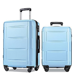 Merax Luggage Sets 2 piece Carry on Luggage Suitcase Sets of 2, Hard Case Luggage Expandable with Spinner Wheels (Baby Blue 2-Piece (20/24))