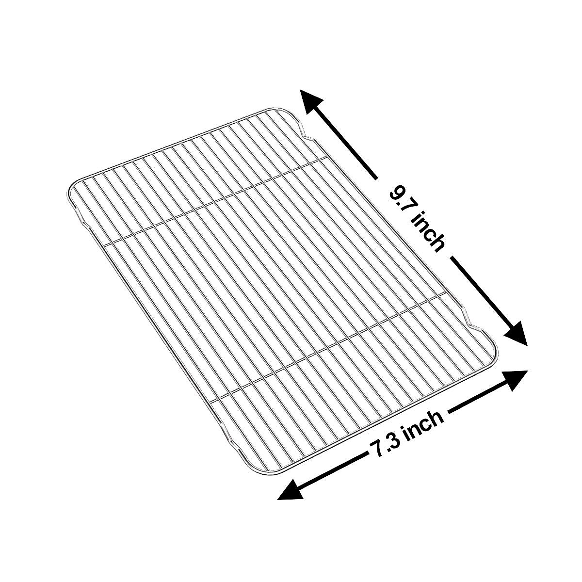Small Stainless Steel Cooking Rack Set 2, Little Baking Rack Pack of 2, for Cooling Baking Roasting Grilling Drying, Rectangle 9.7x7.48x0.6 inch, Fits Small Toaster Oven, Oven & Dishwasher Safe