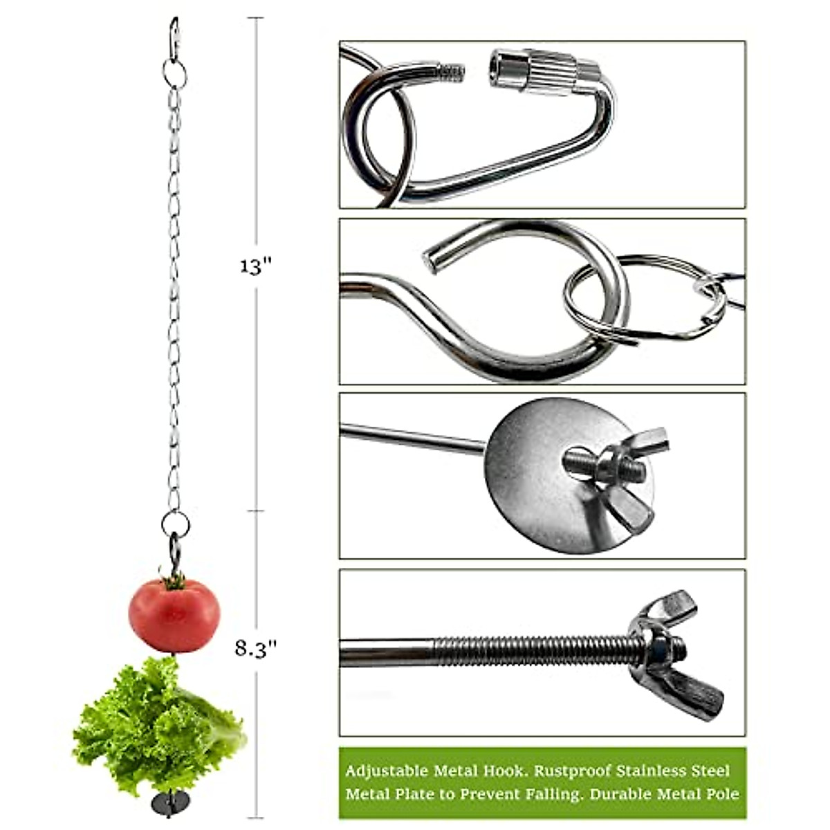 Chicken Toys, 6Pcs Oziyrnka Chicken Toys for Coop with Durable Long Chain, Chicken Swing Roomy Solid Wood, Chicken Coop Toys Fruits Feeder, Toys for Chickens, Chicken Xylophone