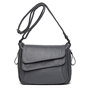 SYYHOME Crossbody Purses for Women PU Leather Hobo Shoulder Bags Travel Purses and Handbags Medium Pocketbooks (Grey)