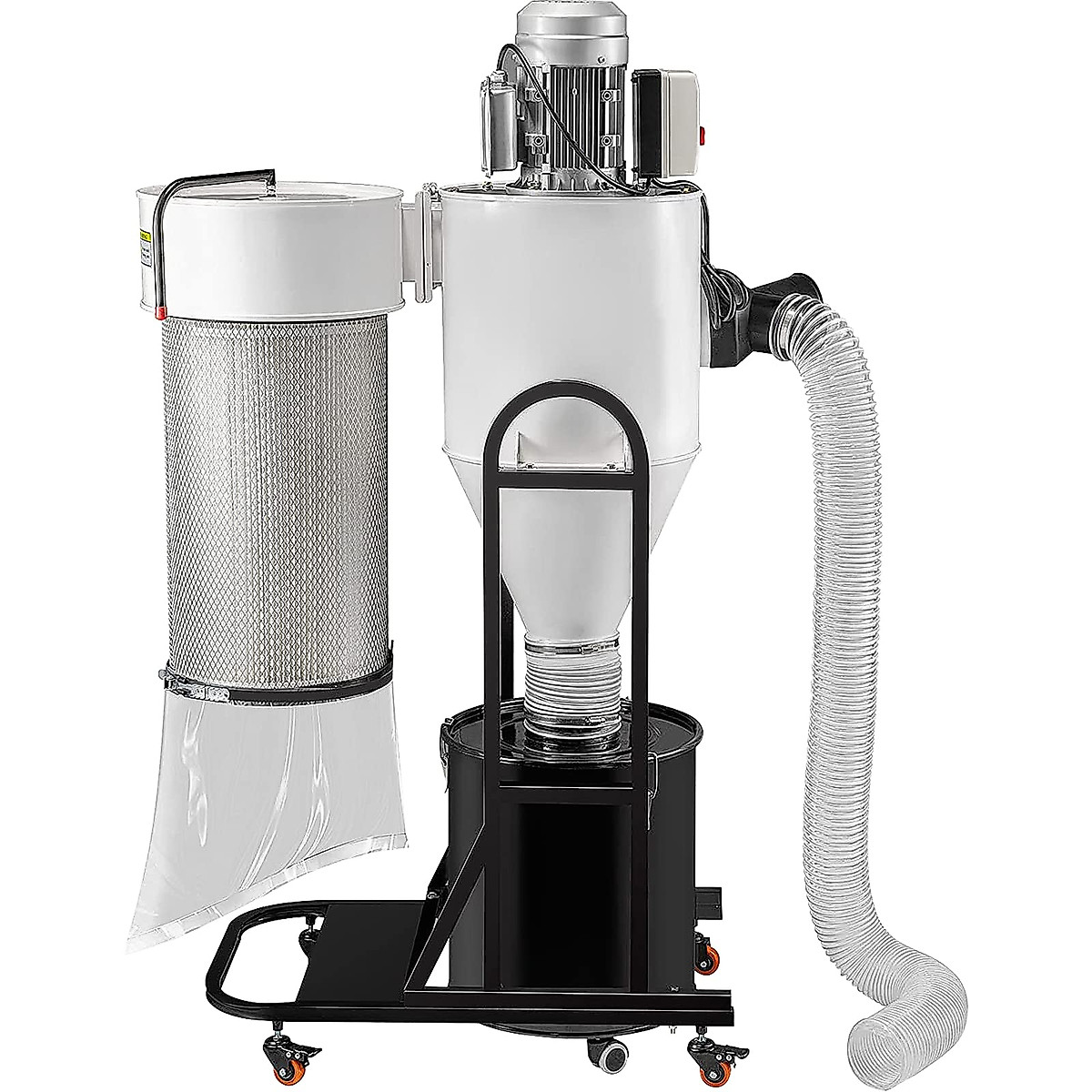 VEVOR 2 HP Dust Collector, Portable Cyclone Dust Collector, 1,500 CFM Woodworking Dust Collector with 13.2-Gallon Collection Drum and Mobile Base, 220V Dust Collection System 3-Micron Canister Kit
