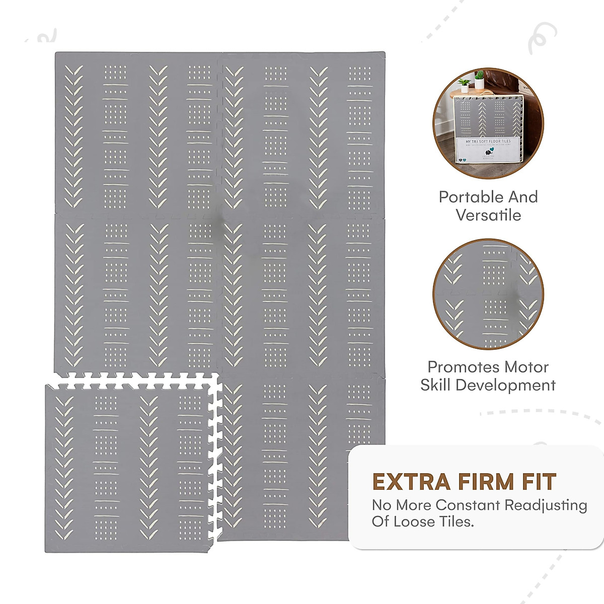 CHILDLIKE BEHAVIOR Baby Play Mat - Play Pen Tummy Time Mat & Crawling Mat Foam Play Mat for Baby with Interlocking Floor Tiles 72x48 Inches Puzzle - Baby Floor Mat Infants & Toddlers (X-Large, Grey)