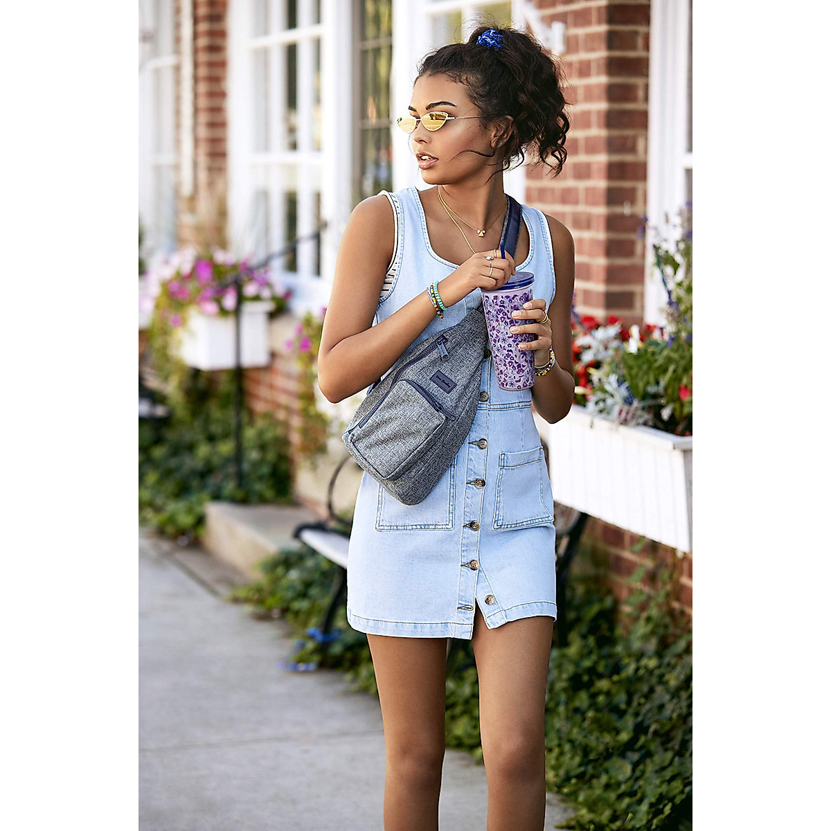 Vera Bradley Women's Recycled Lighten Up Reactive Mini Sling Backpack, Black, One Size