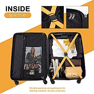 Tripcomp Luggage Sets Wear-Resistance Hardside Lightweight Suitcase Double Spinner Wheels, TSA Lock,Two Hooks, Scratch-resistant Carry-on,3 Piece Set(20inch 24inch 28inch) (Orange-085)