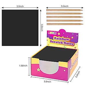 pigipigi Scratch Notes Art for Kids - 125 Mini Rainbow Scratch Paper Sheets with 5 Styluses Magic Scratch Crafts Art Supplies Kit for Girls Boys Toys Easter Games Party Favors Birthday