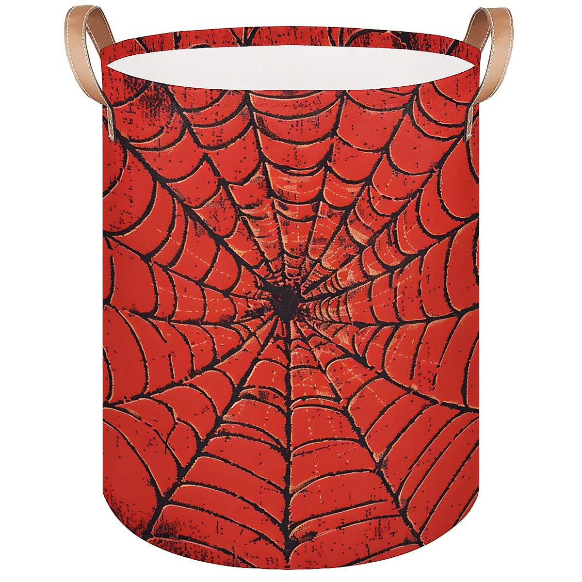 Gumuslen Red Spider Web Laundry Basket Collapsible Dirty Clothes Laundry Hamper Canvas Waterproof Storage Baskets Baby Toys Organizer Bin Kids Nursery Hamper for Bathroom Bedroom