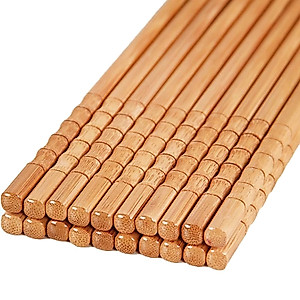 10 Pairs Bamboo Chopsticks, Reusable Japanese Wood Chopstick Set Portable Travel Chopsticks for Restaurant Home Use for Eating Cooking