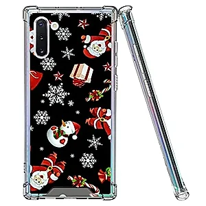 Edaobibuxk Fit for Samsung Galaxy Note 10 Phone Case Santa Snowman Gift Transparent Framework Case TPU Slim Bumper Clear Case
