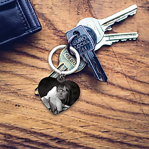 BOPREINA Personalized Custom Photo Picture Keychain Customized Picture Heart Shape Key Chain for Men Women Couple Gifts for Boyfriend Girlfriend Birthday Valentine's Day