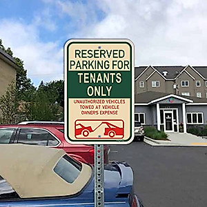 2 Pack Reserved Parking Sign Tenants Only Sign 18 x 12 Inches Reserved Parking For Tenants Unauthorized Vehicles Towed Signs Metal Reflective Sturdy Rust Aluminum Weatherproof Durable Easy Mounting